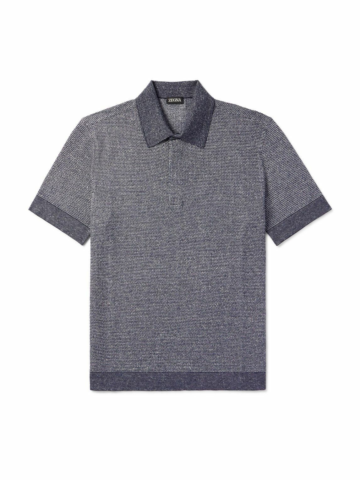 Zegna - Cotton, Linen and Silk-Blend Polo Shirt - Gray Zegna