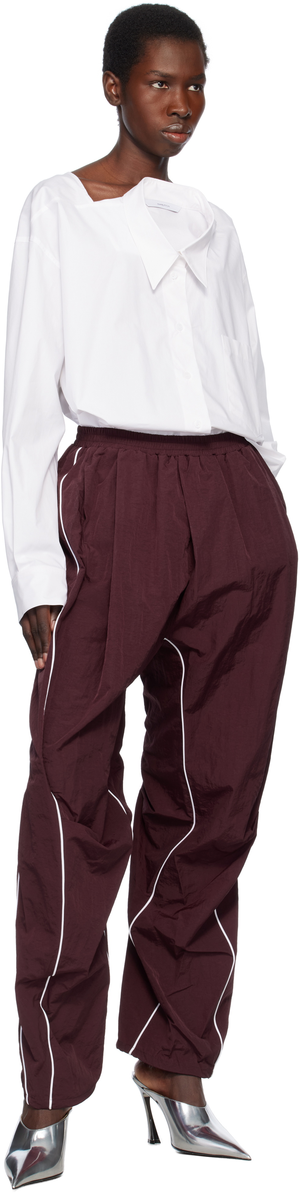 Pushbutton Red Piping Detail Tucked Track Pants Pushbutton
