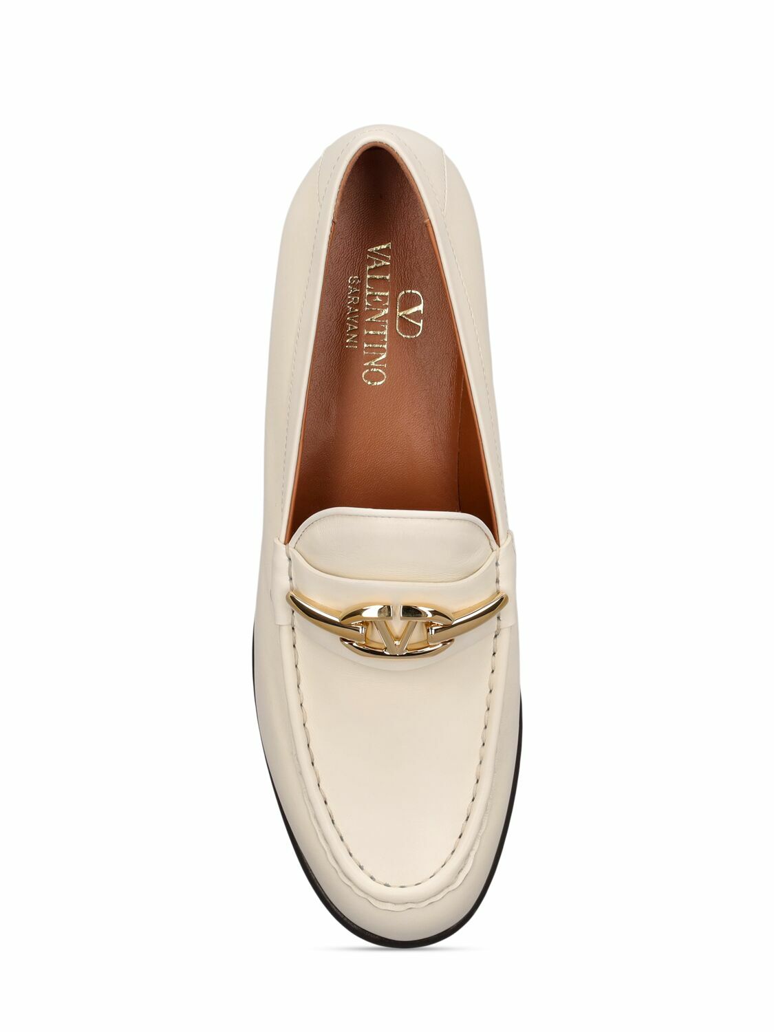 VALENTINO GARAVANI - 25mm V Logo Gate Leather Loafers Valentino Garavani