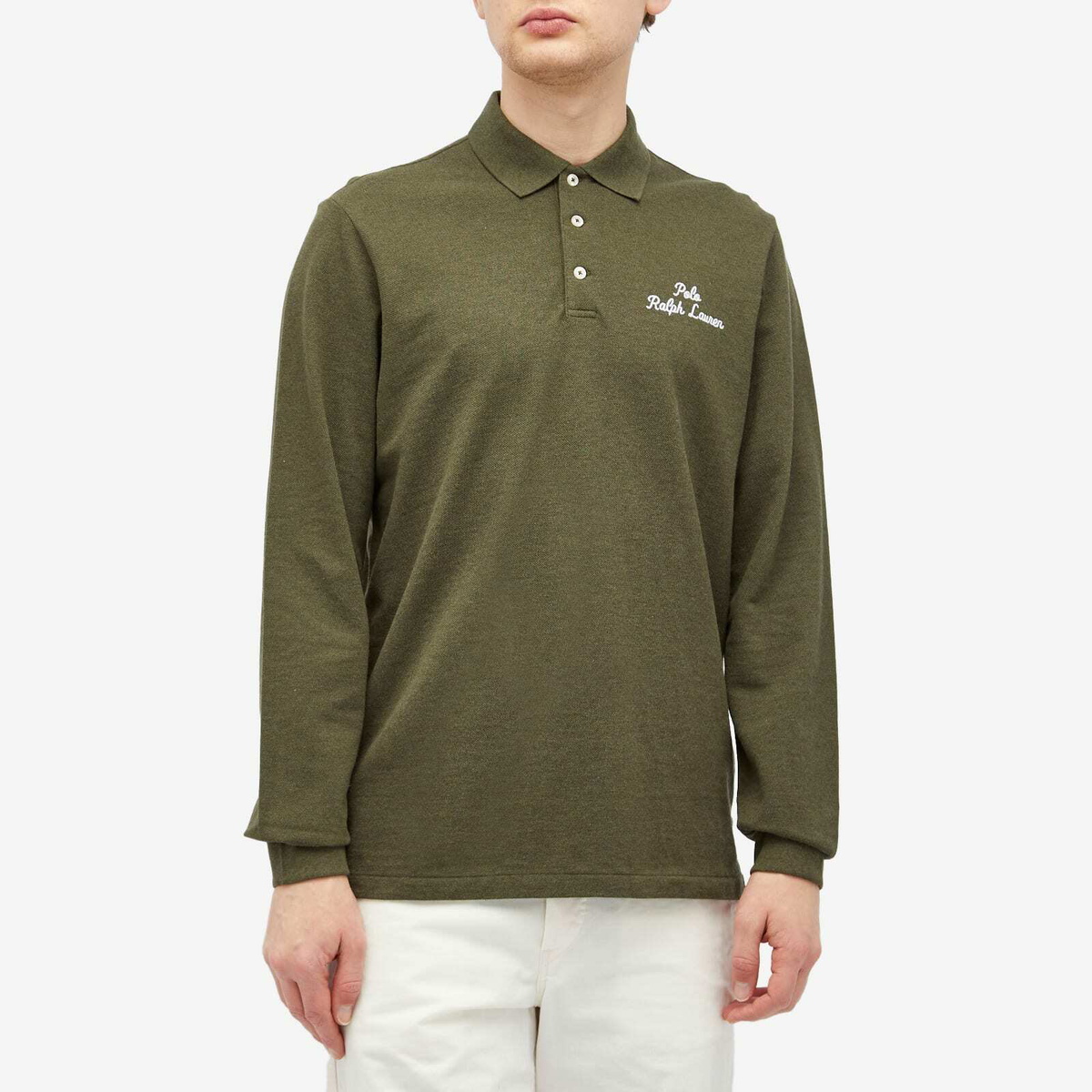 Polo Ralph Lauren Men's Script Logo Long Sleeve Polo in Alpine Heather ...