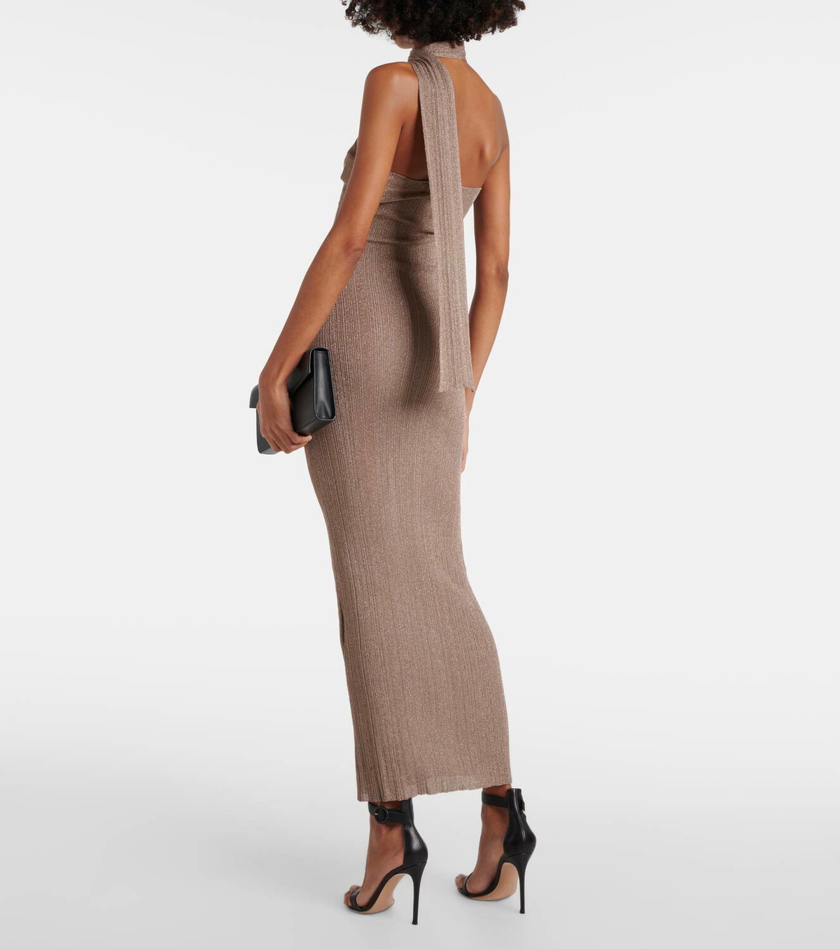 Aya Muse Scarf-detail lamé maxi dress Aya Muse