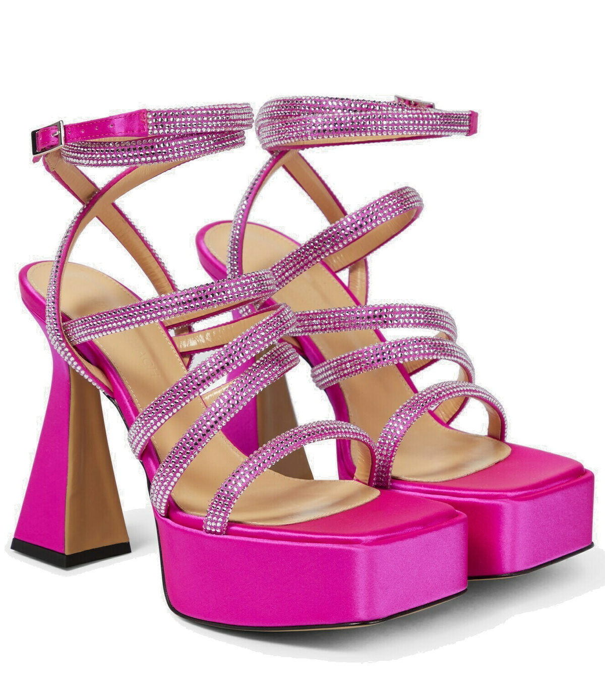 Mach & Mach - Sydney embellished satin platform sandals MACH & MACH