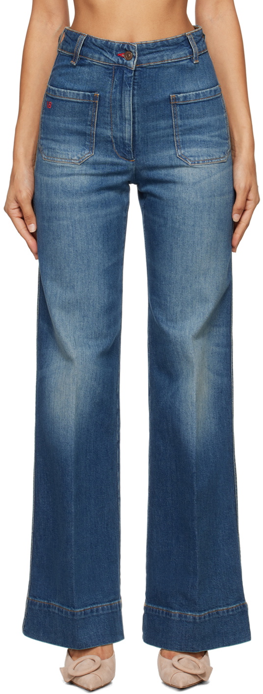 Victoria Beckham Blue Alina High Waisted Jeans Victoria Beckham