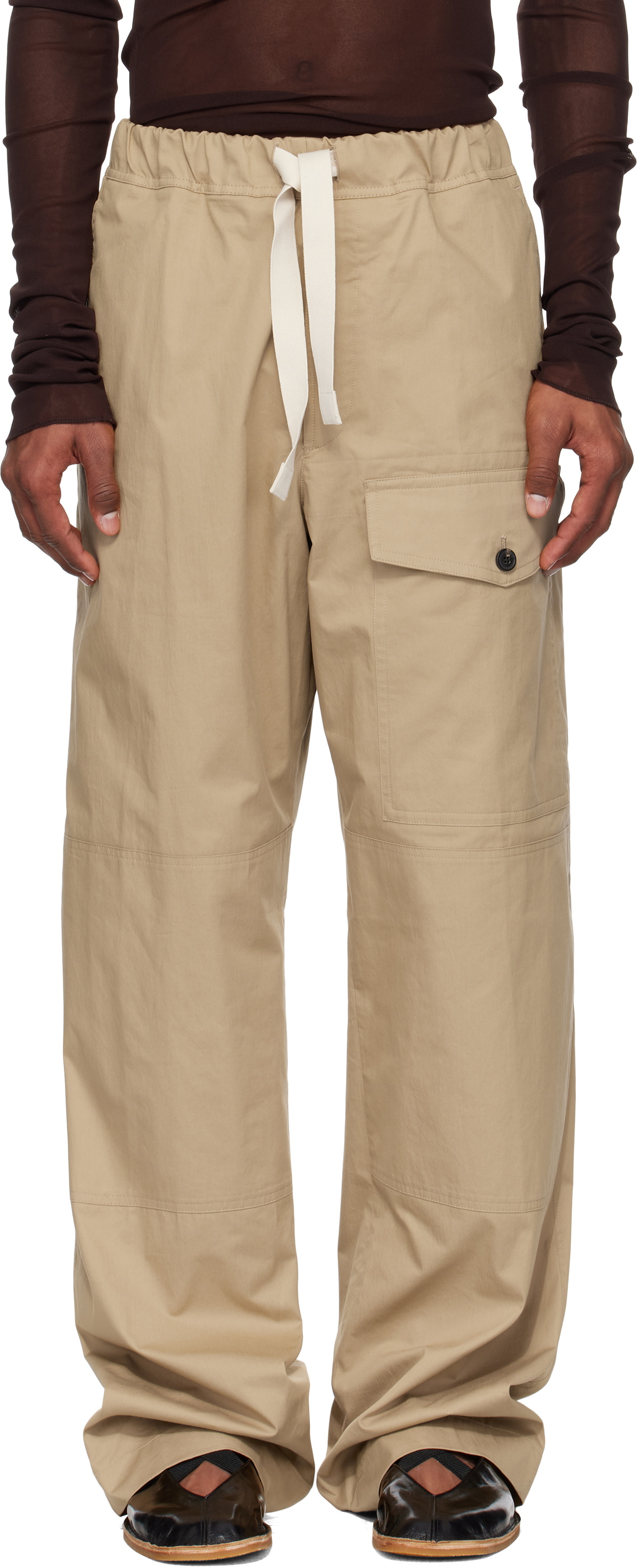 Dries Van Noten Beige Drawstring Cargo Pants Dries Van Noten