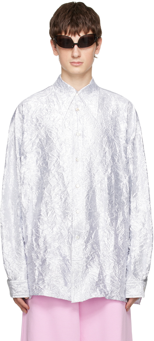 Acne Studios Silver Crinkled Shirt Acne Studios