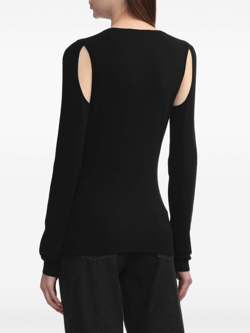 Helmut Lang Black Cut-Out Cotton Sweater Helmut Lang