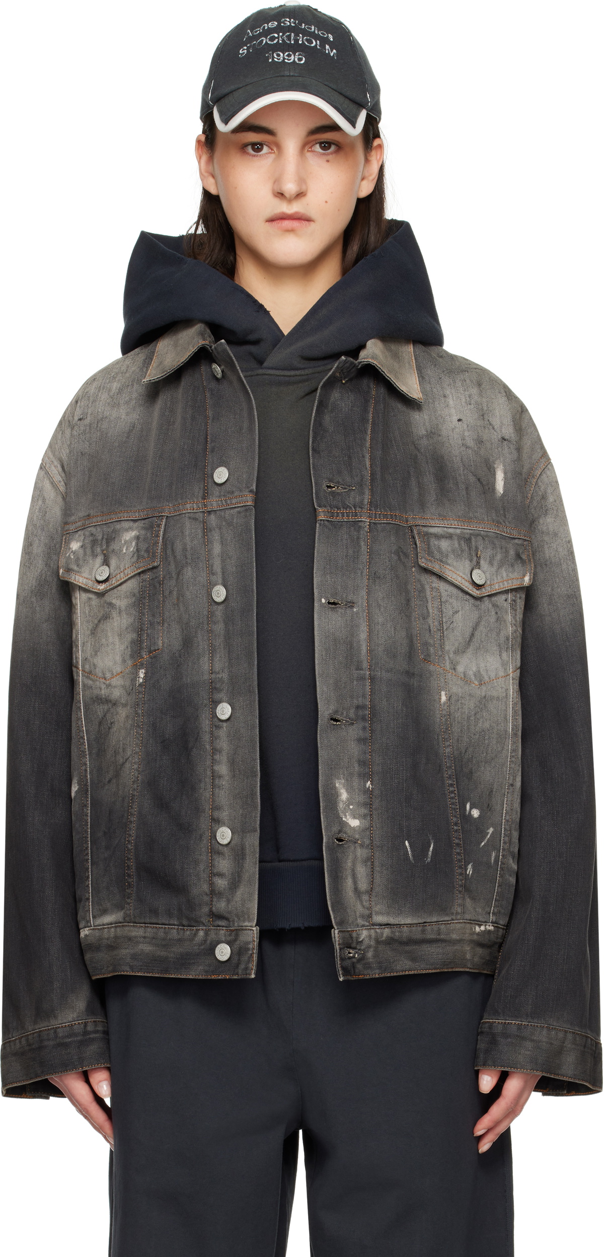 Acne Studios Black Oversized Fit Denim Jacket Acne Studios
