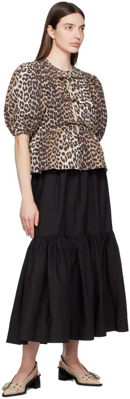 GANNI Brown Tie Blouse GANNI