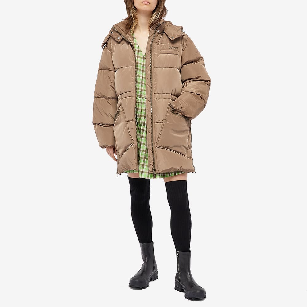 GANNI Women's Tech Puffer Midi Jacket in Fossil GANNI