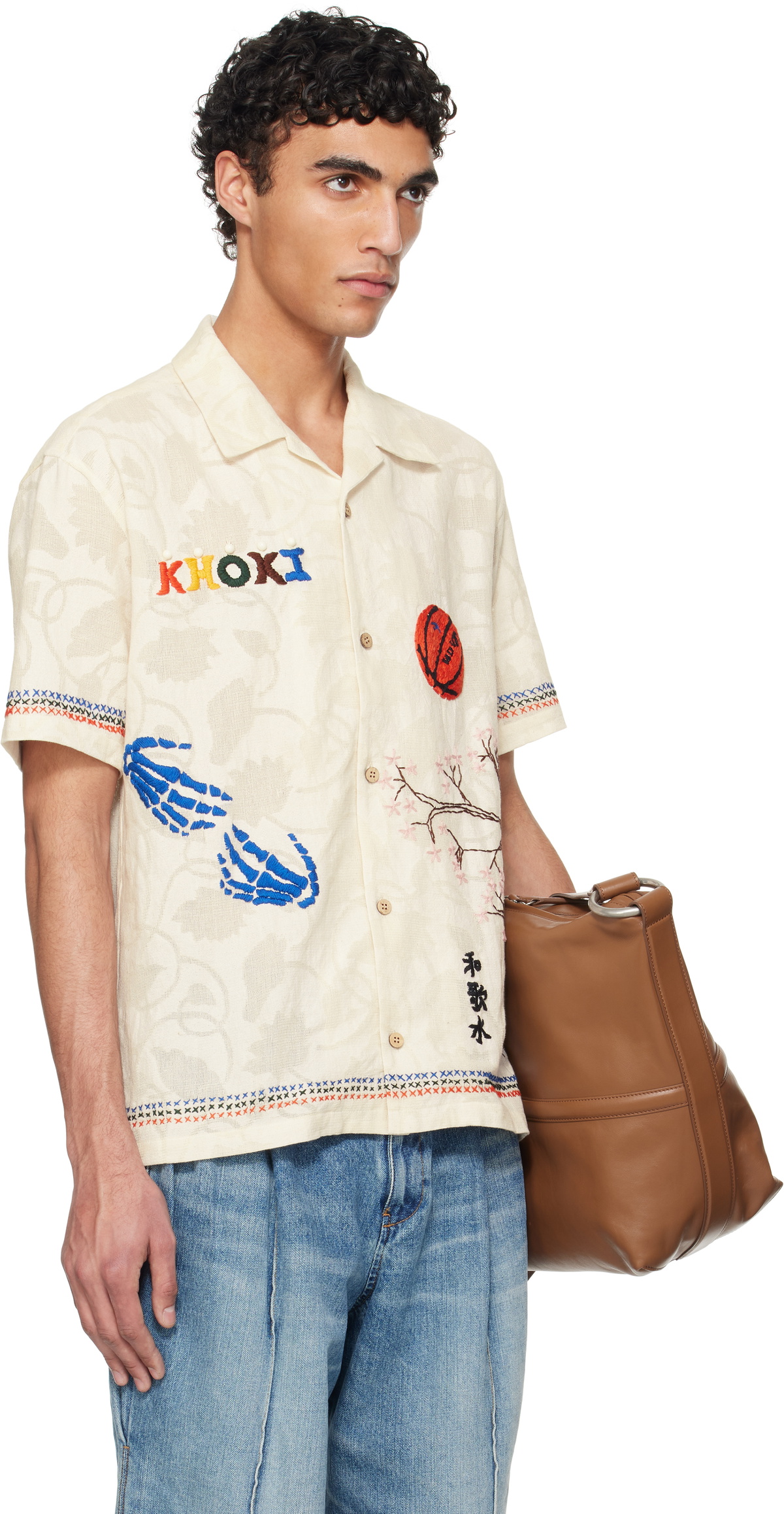 Khoki Off-White Hand Embroidered-Design Shirt KHOKI