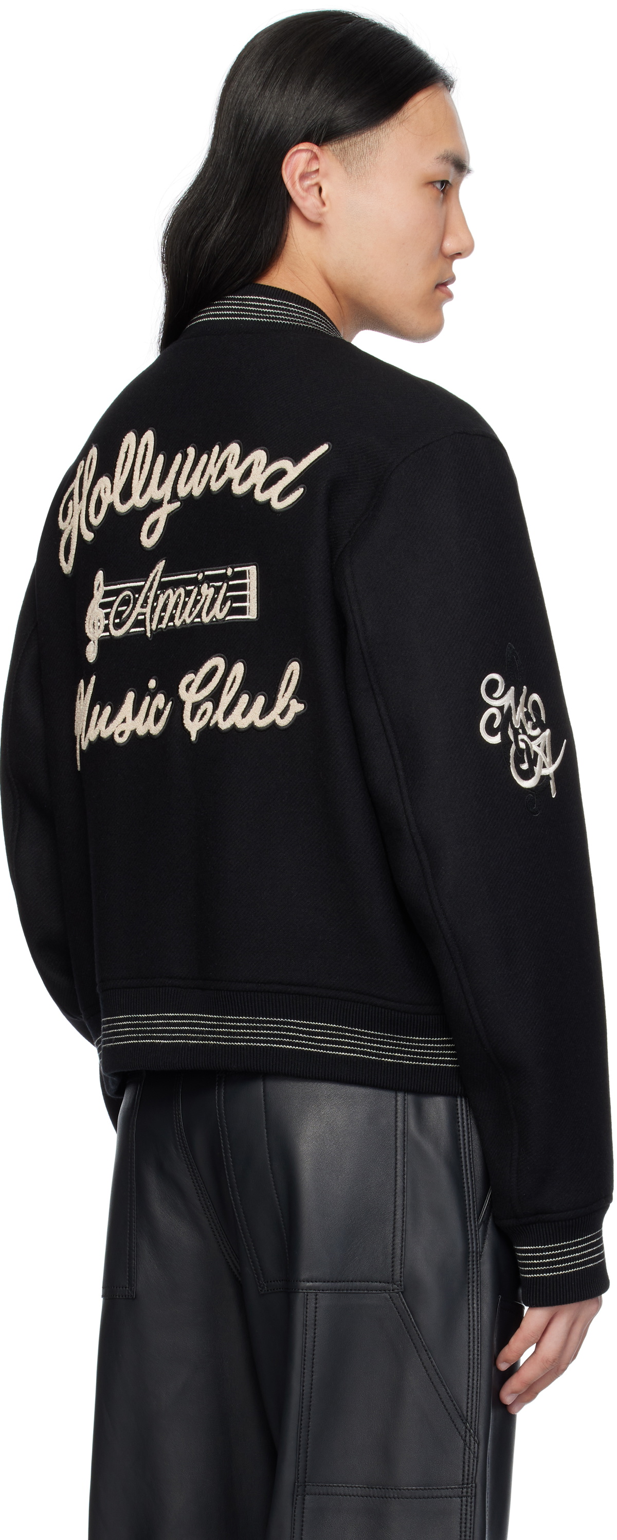 AMIRI Black 'Hollywood Music Club' Bomber Jacket Amiri