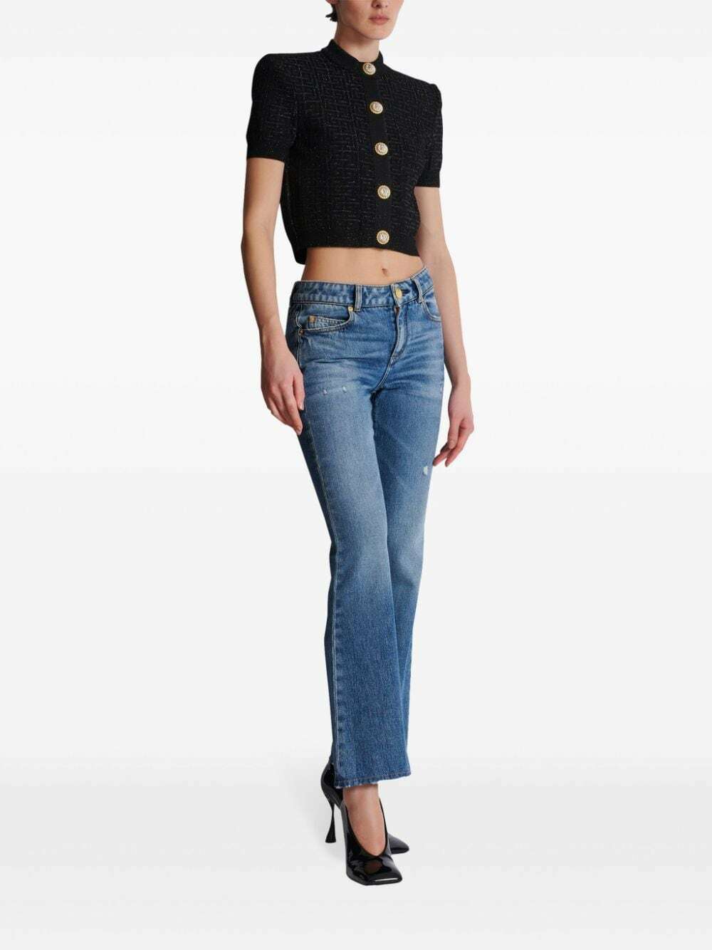 BALMAIN - Monogram Cropped Cardigan Balmain
