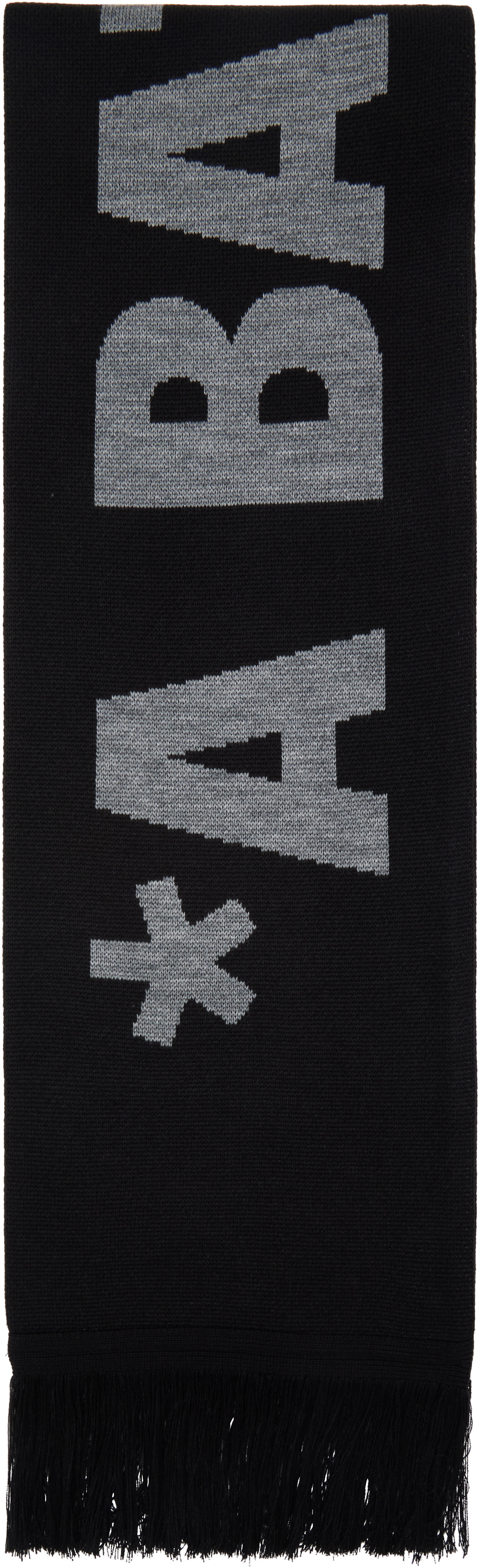 BAPE Black & Gray Jacquard 'Bape' Logo Long Scarf A Bathing Ape