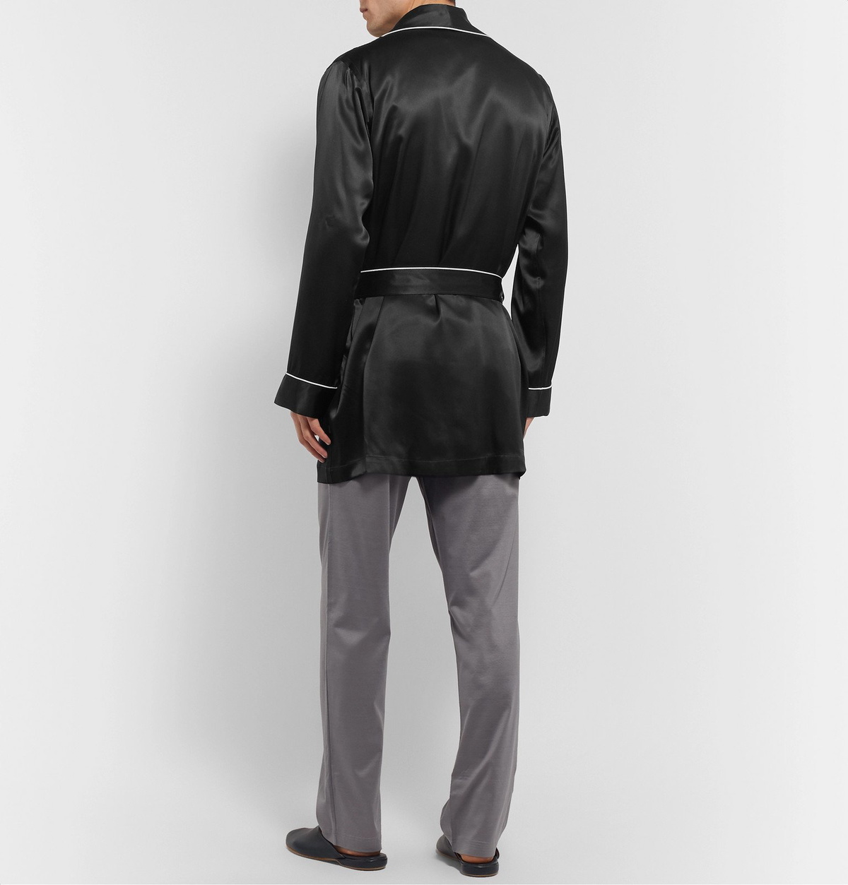 Zimmerli - Piped Silk Robe - Black Zimmerli