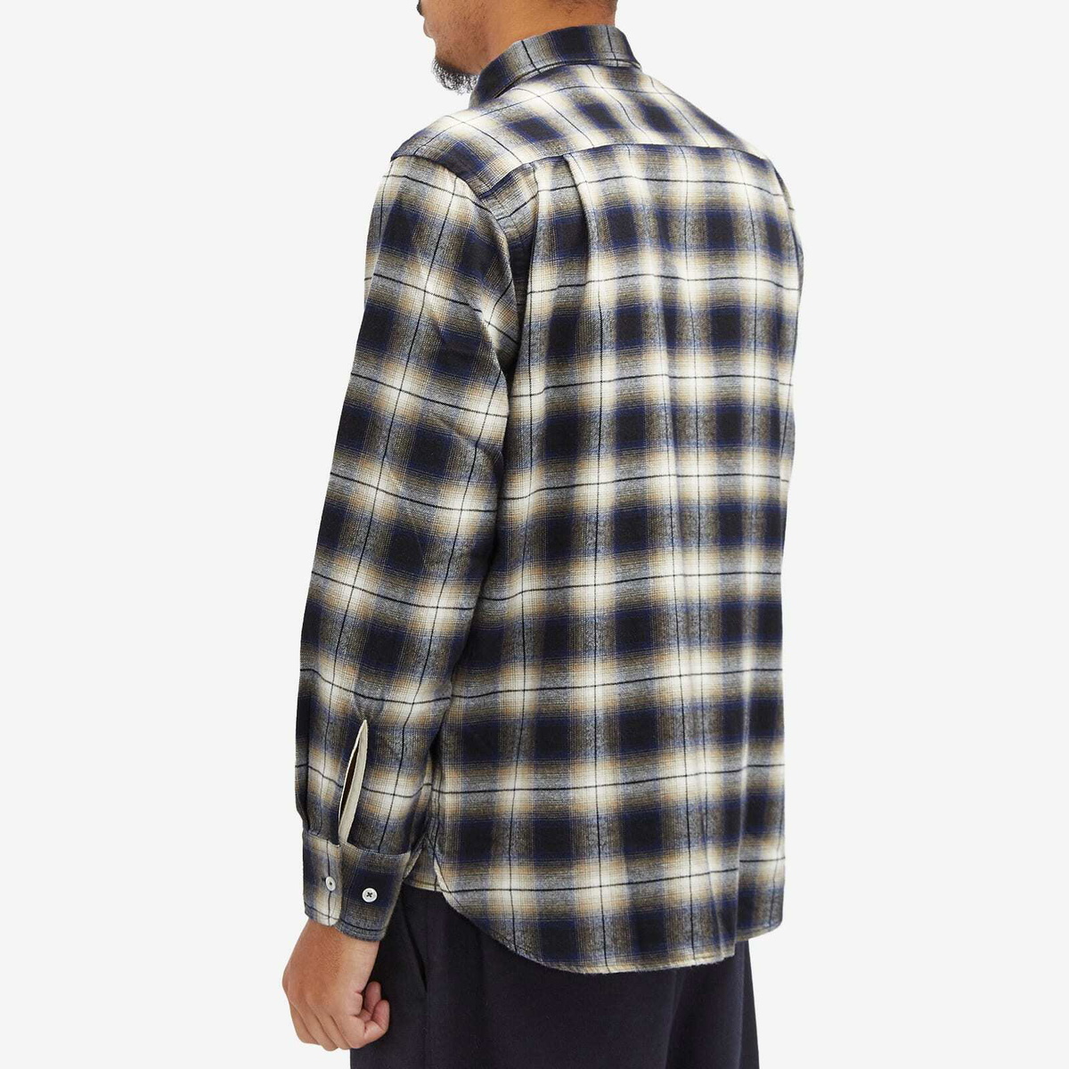 Universal Works Men's Wyoming Check Square Pocket Shirt in Navy/Ecru ...