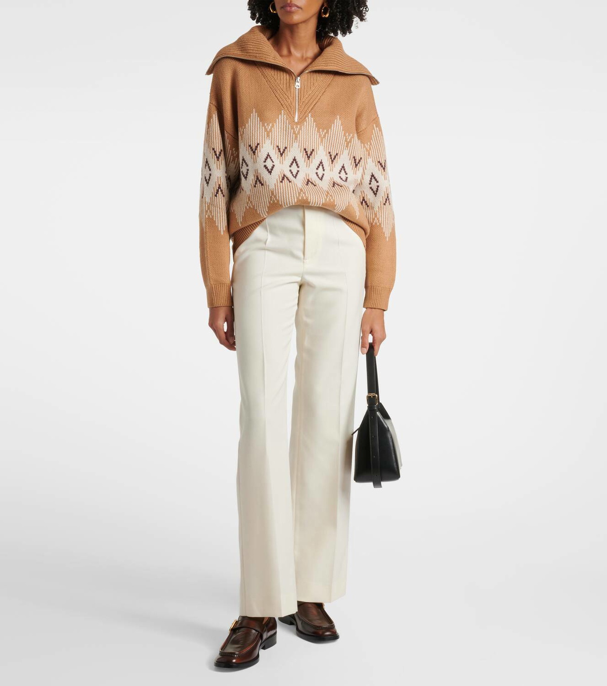 Varley Heidi wool-blend jacquard half-zip sweater Varley