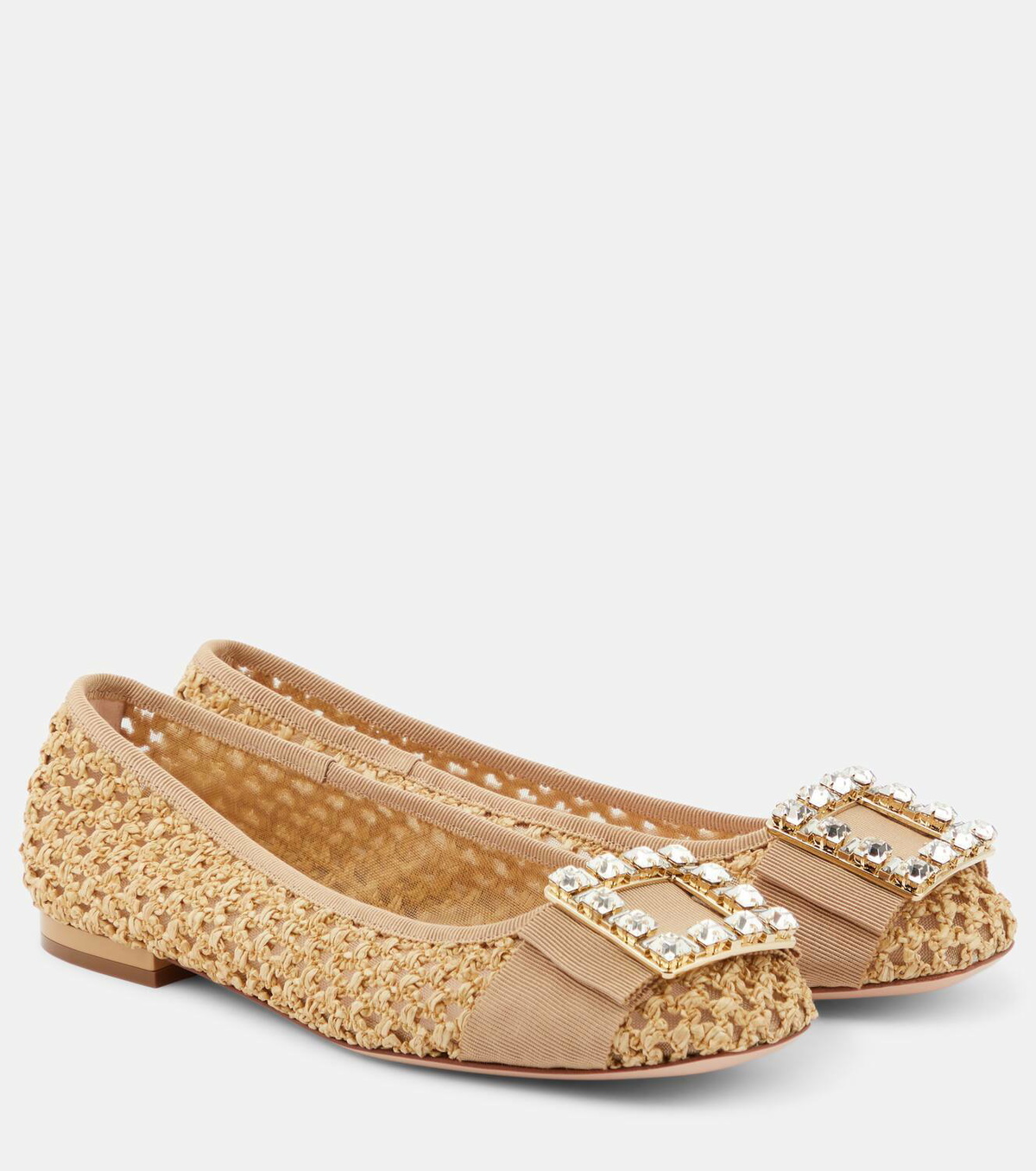 Roger Vivier Très Vivier raffia-effect ballet flats Roger Vivier