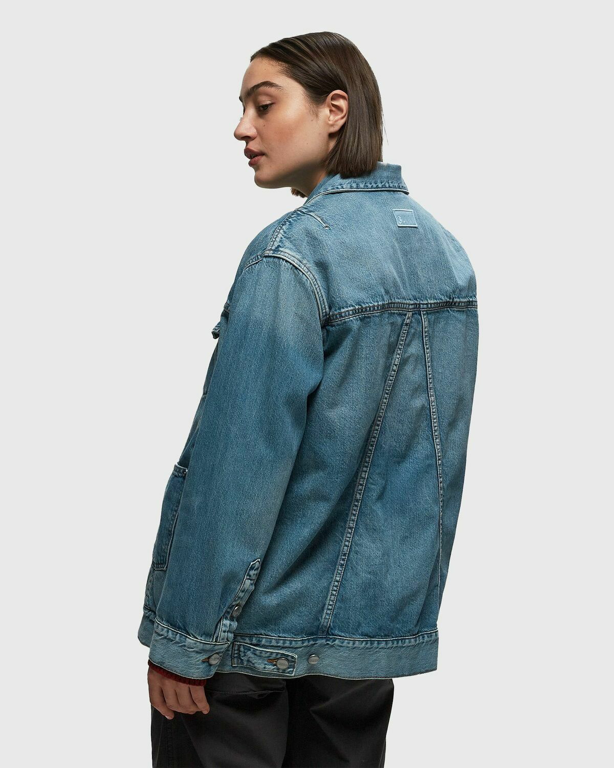 Ganni Tint Denim Oversized Jacket Blue Denim Jackets GANNI