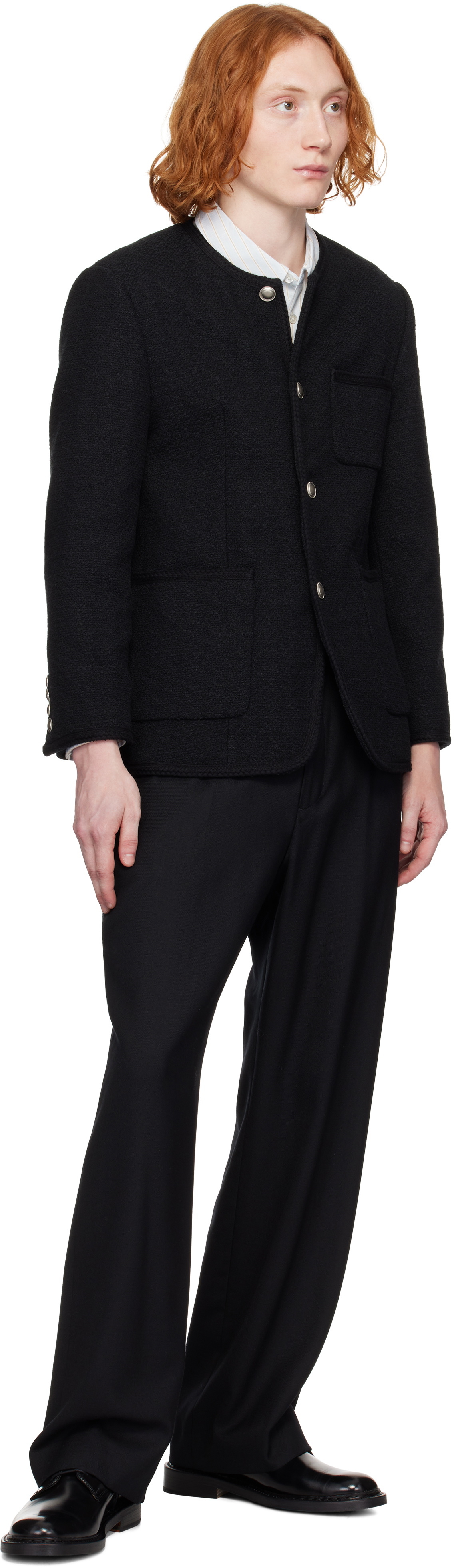 Dunst Black Collarless Tweed Jacket Dunst