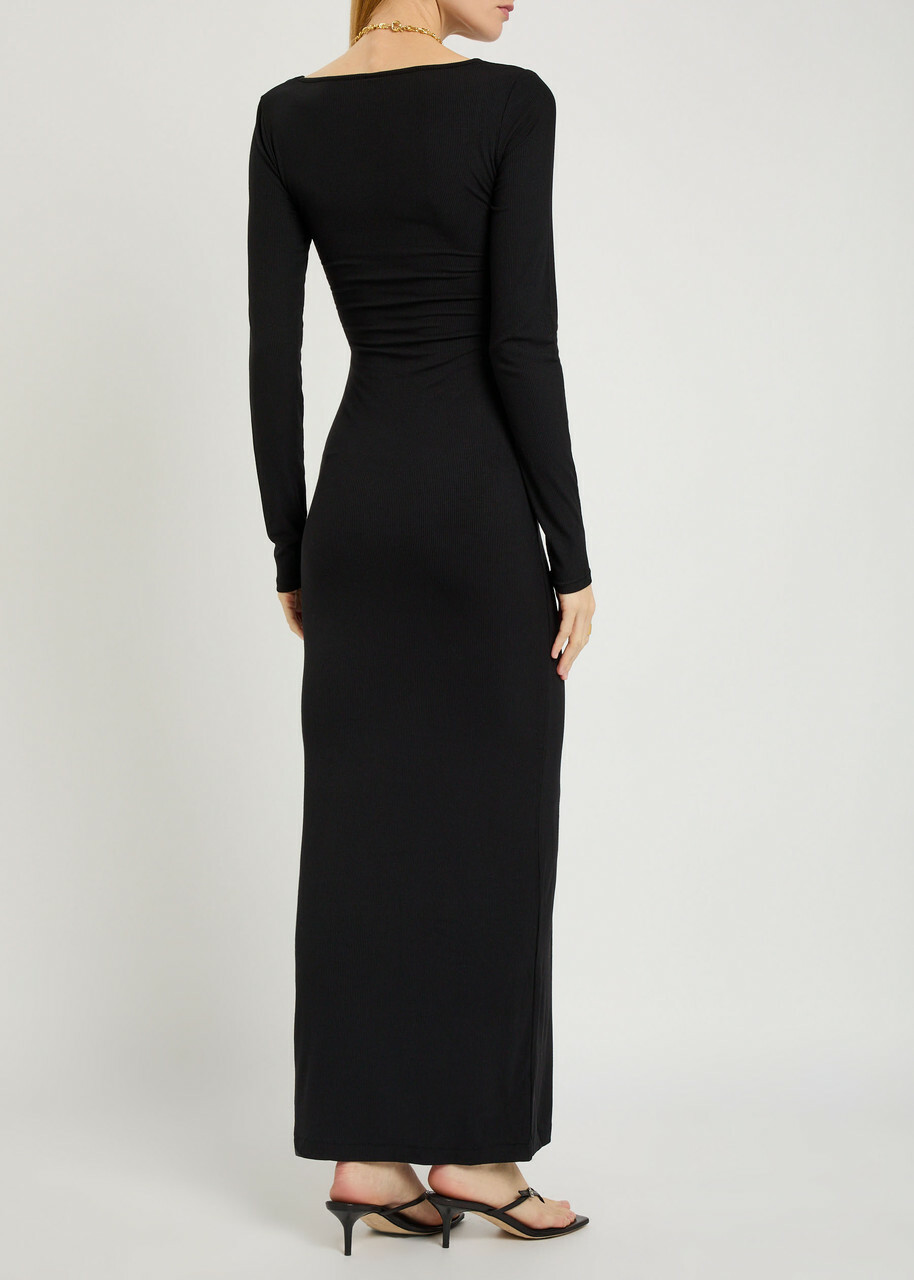 Skims Ribbed Modal-blend Maxi Dress Black SKIMS