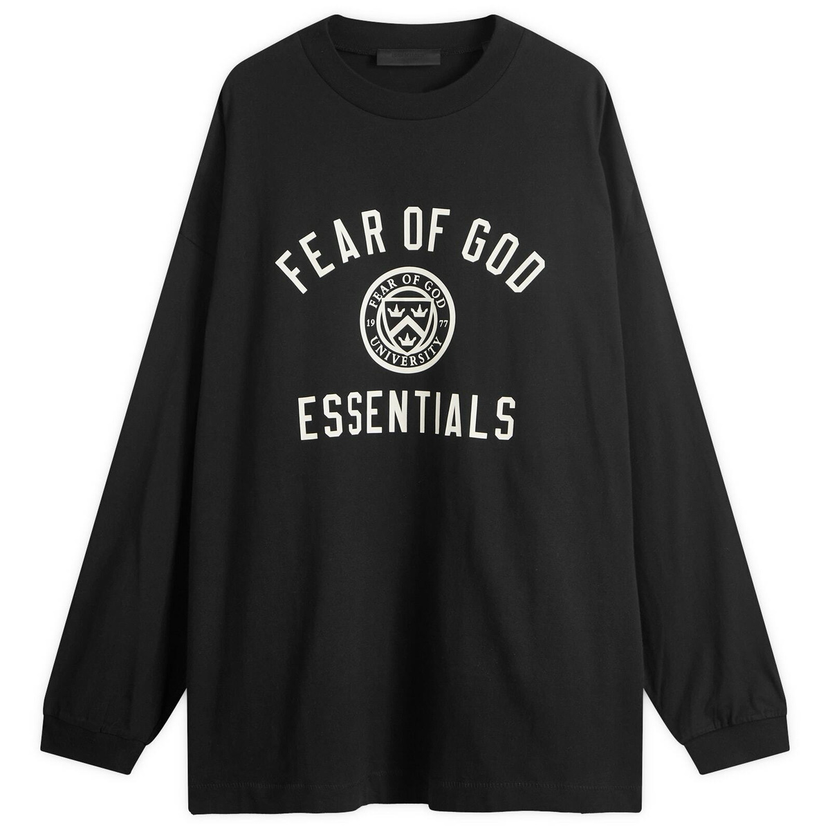 Fear of God ESSENTIALS Men's Crest Logo Long Sleeve T-Shirt in Black ...