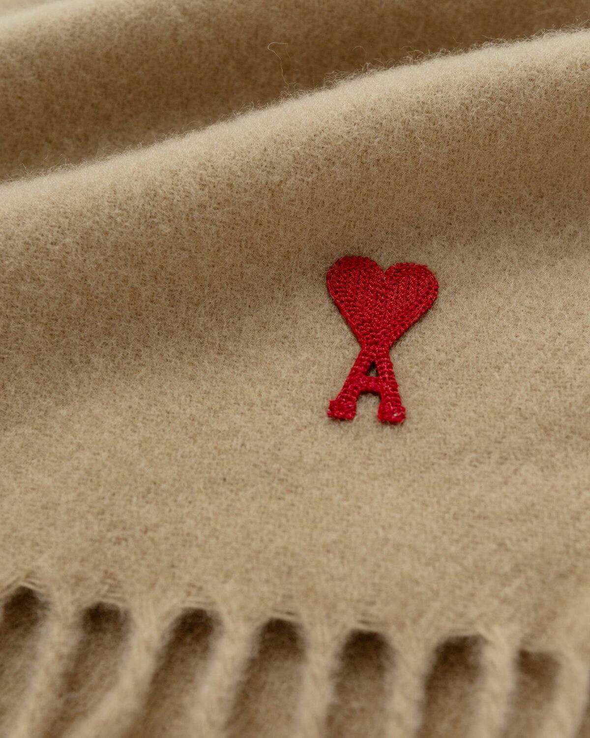 Ami Paris Ami De Coeur Scarf Brown - Mens - Scarves AMI