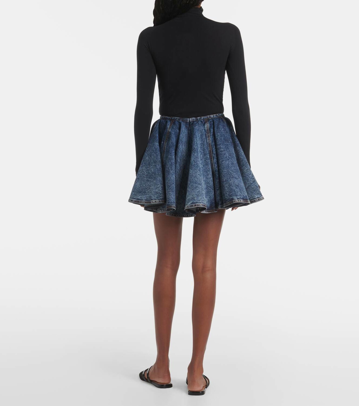 Alaïa Pleated denim miniskirt ALAÏA