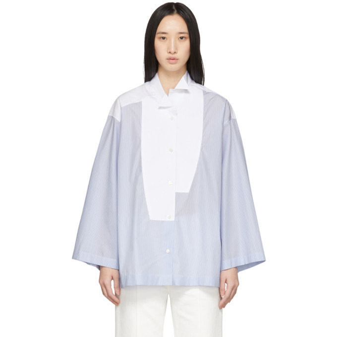 Loewe Blue and White Striped Oversized Leaning Shirt Loewe