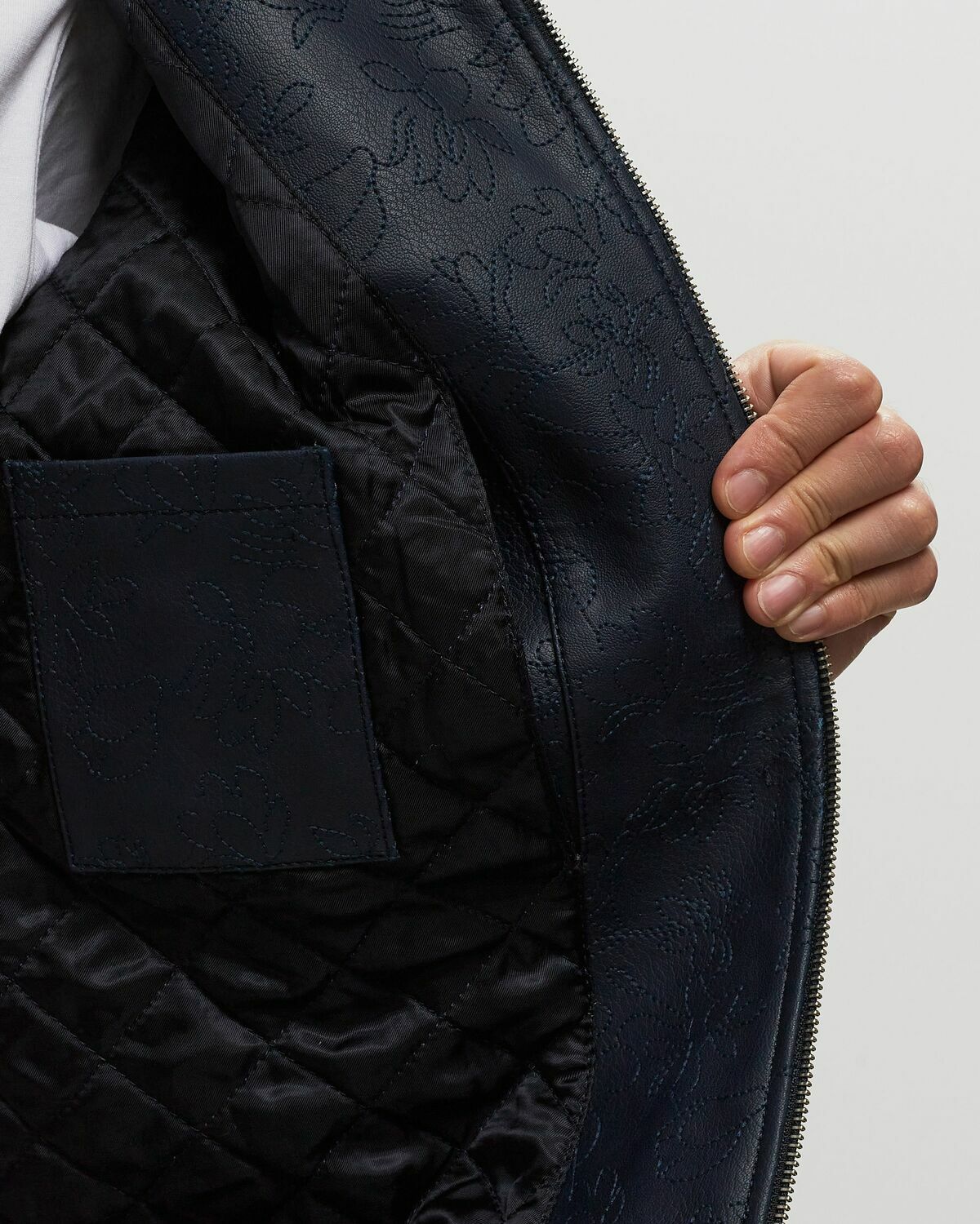 Arte Antwerp All Embroidery Leather Jacket Blue Bomber Jackets Arte Antwerp