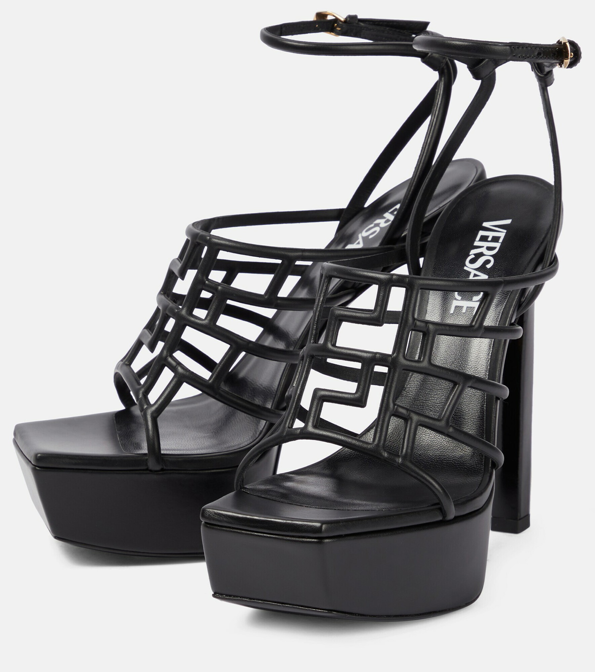 Versace - Greca Maze leather platform sandals Versace