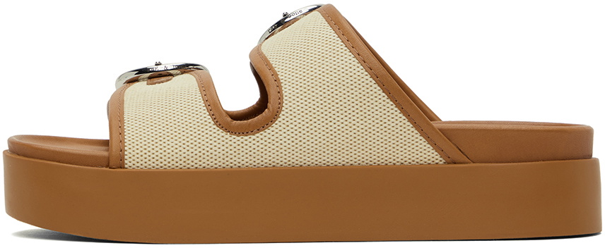 rag & bone Off-White & Tan Geo Buckle Platform Slides Rag and Bone