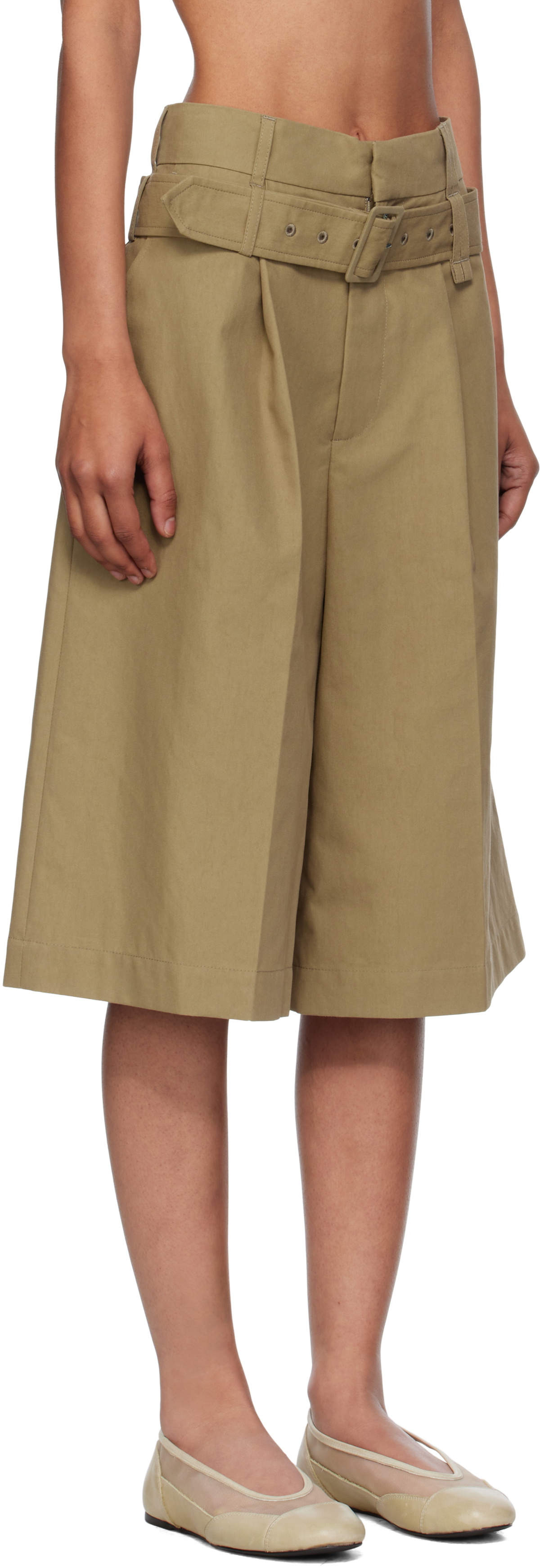 Simone Rocha Beige Wide Leg Multi Belt Loop Shorts Simone Rocha