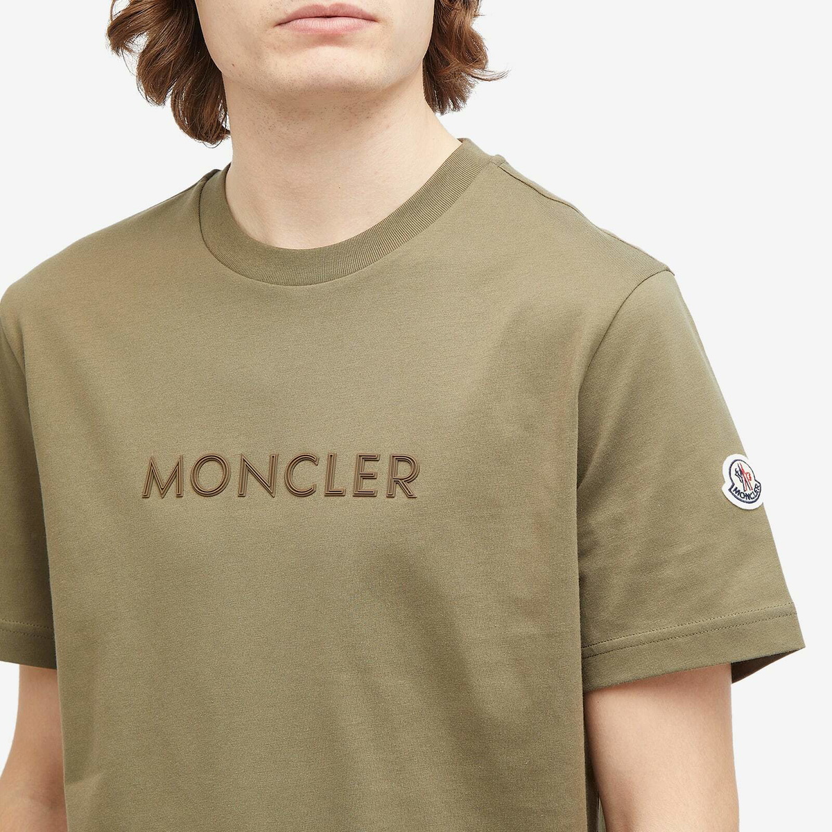 Moncler Men's Text Logo T-Shirt in Green Moncler