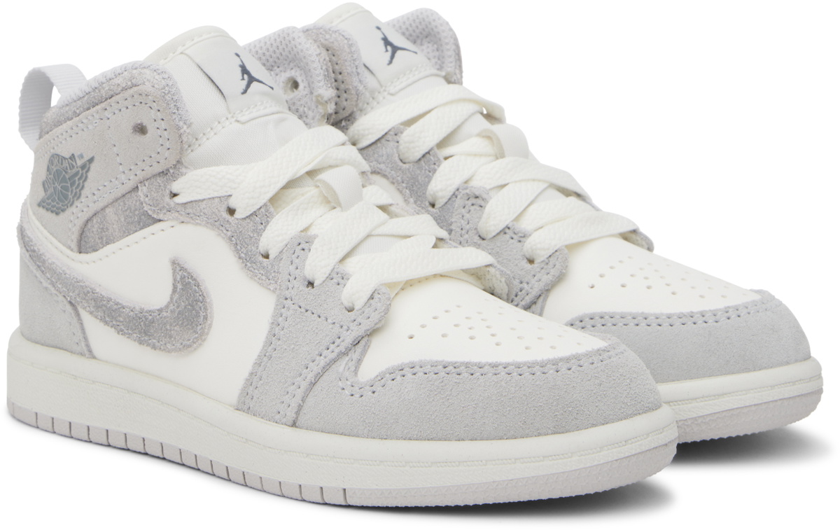 Nike Jordan Little Kids White & Gray Jordan 1 Mid SE Sneakers Nike ...