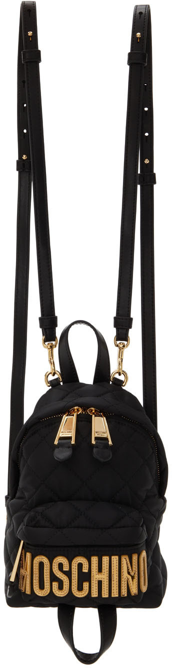 Moschino Black Quilted Logo Backpack Moschino