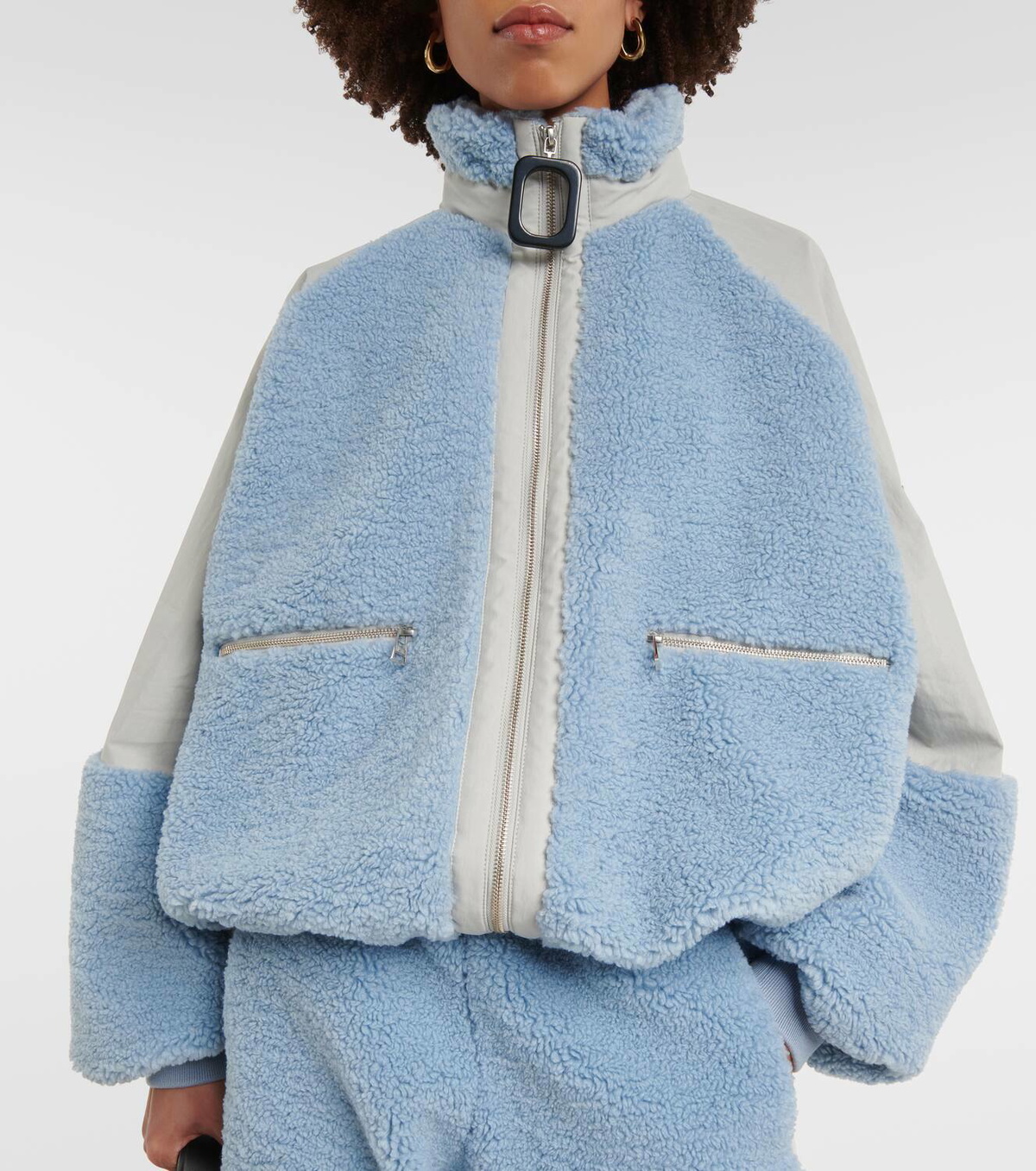 JW Anderson Colorblocked fleece-trimmed jacket JW Anderson