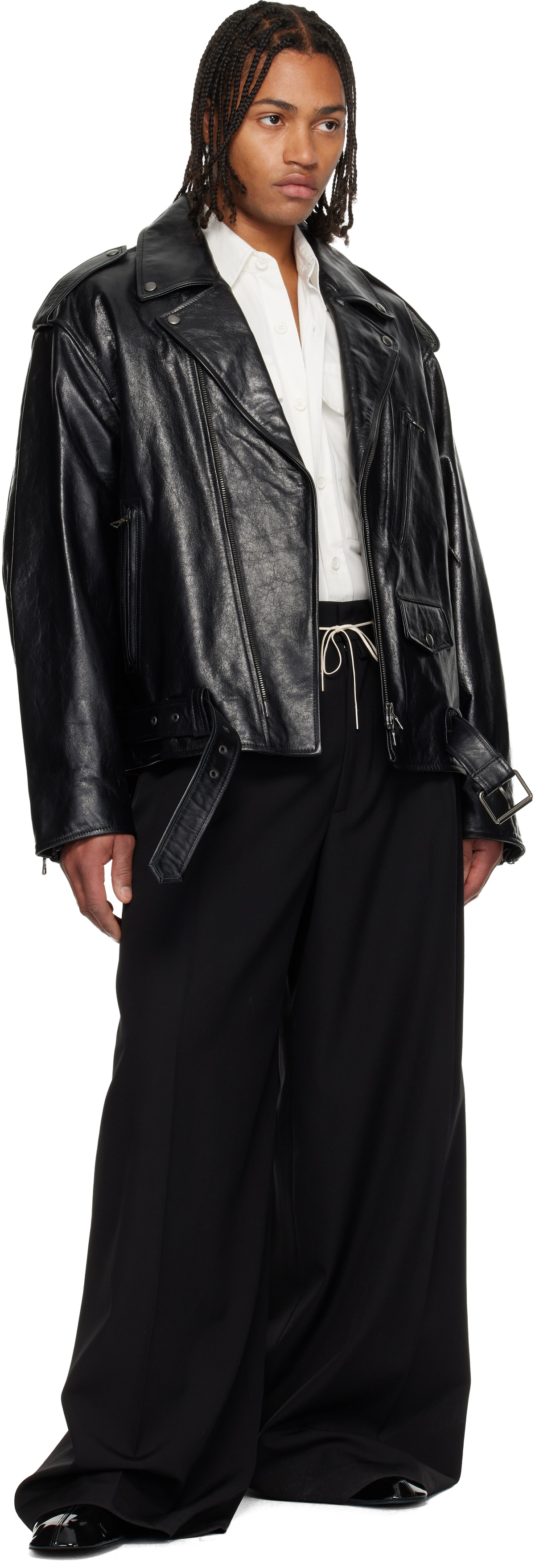 Dries Van Noten Black Biker Leather Jacket Dries Van Noten