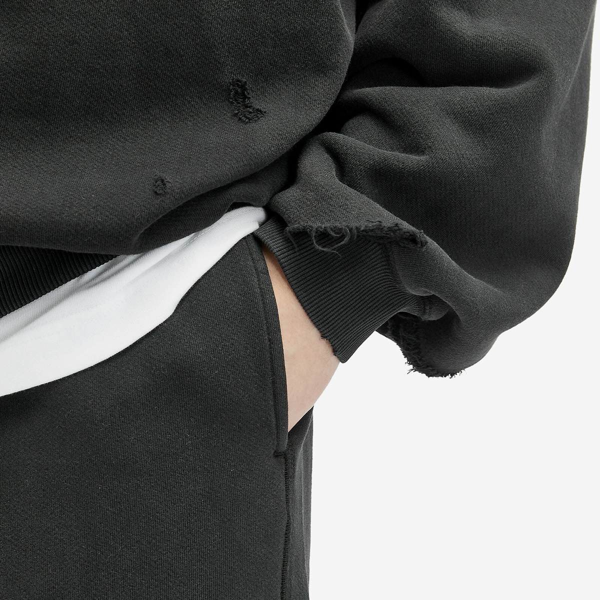 Cole Buxton Men's Distressed Sweat Pants in Washed Black Cole Buxton