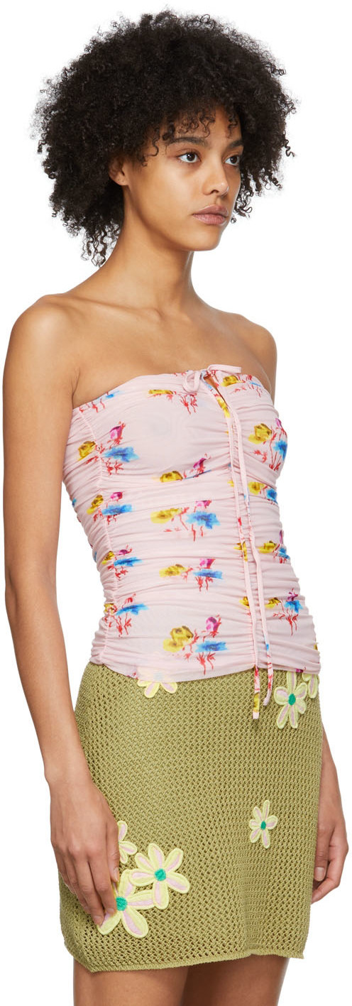 GANNI Pink Nylon Halter Top GANNI