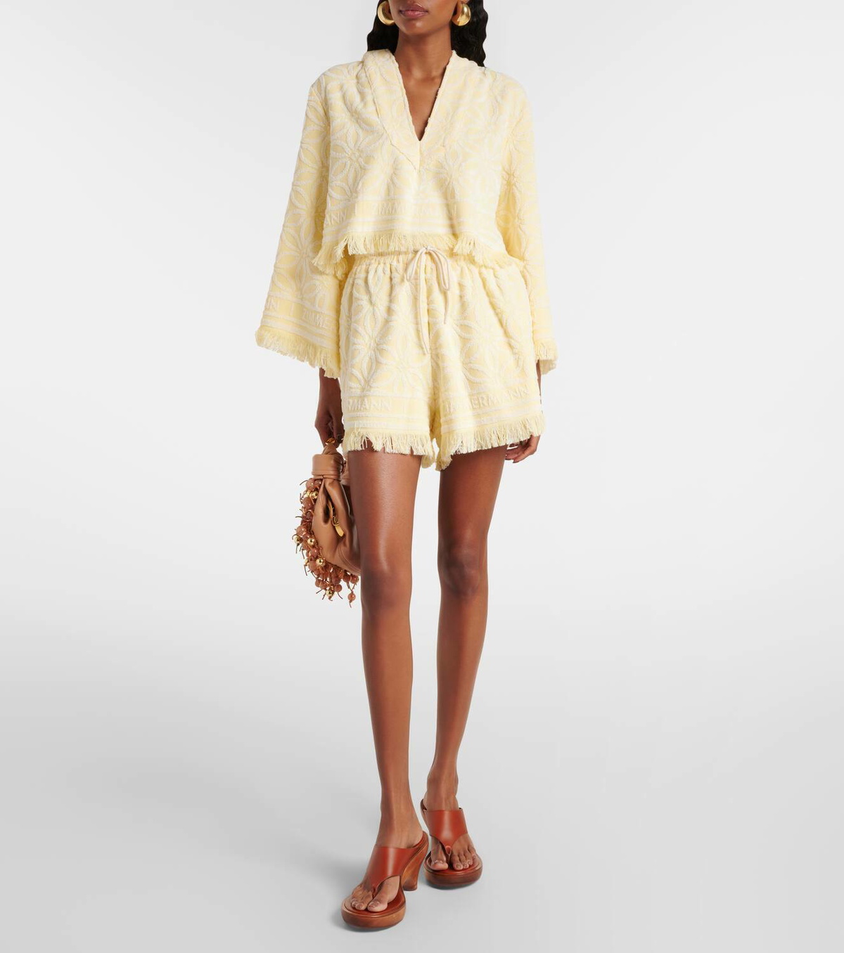 Zimmermann Coco hooded cotton terry crop top Zimmermann