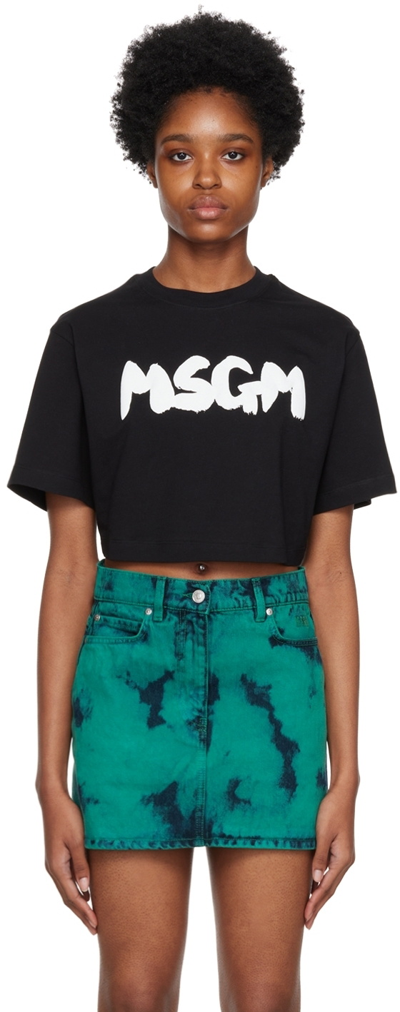 MSGM Black Cropped T-Shirt MSGM