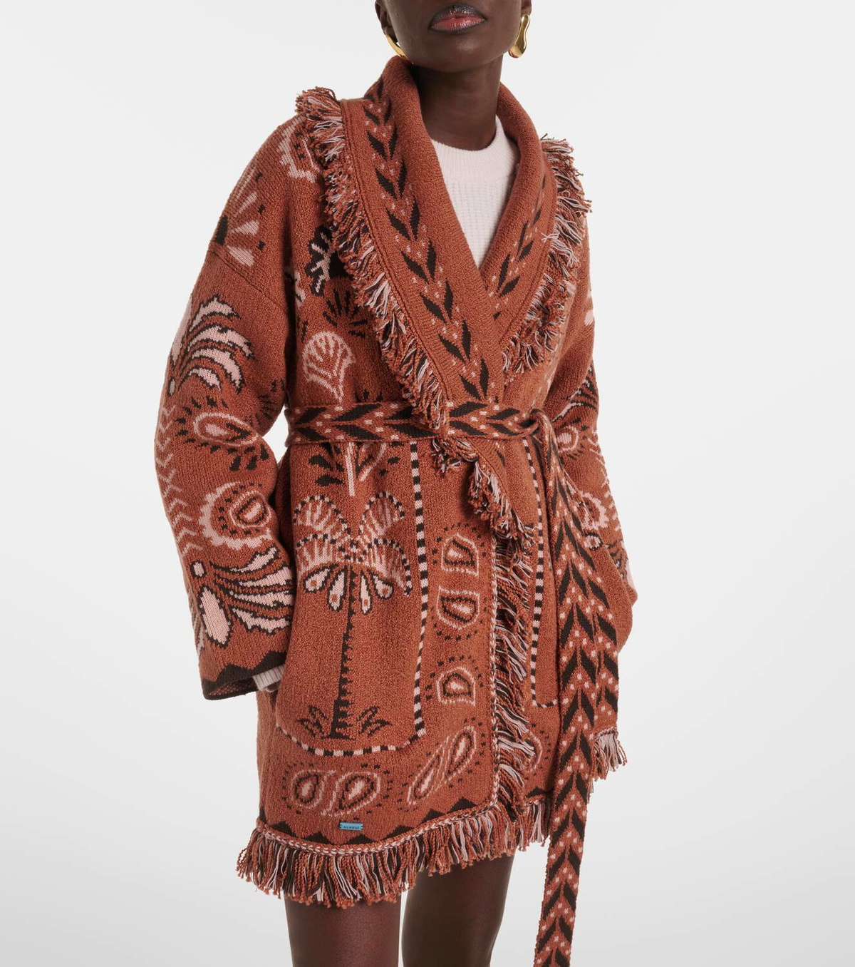 Alanui Wild Wonder Foulard wool and cotton cardigan Alanui