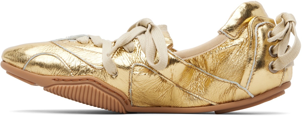 Acne Studios Gold Lace-Up Leather Sneakers Acne Studios