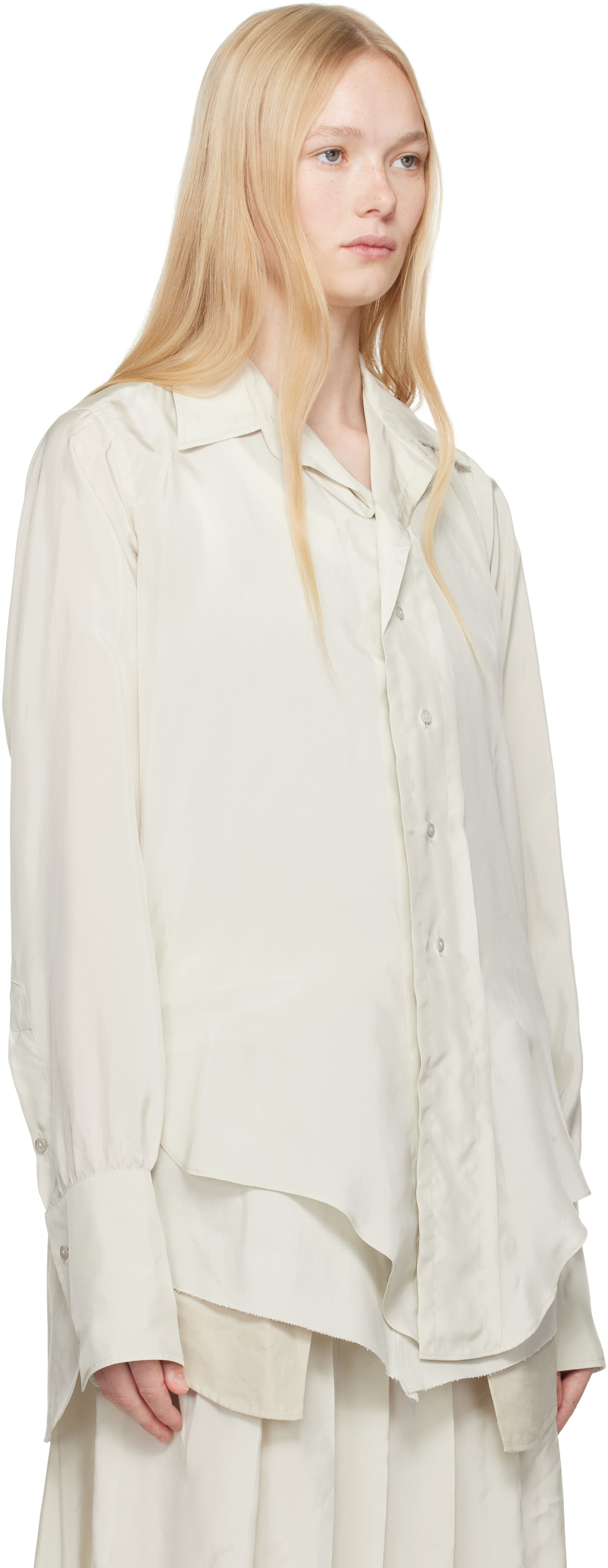 Maison Margiela Beige Dropped Hem Shirt Maison Margiela