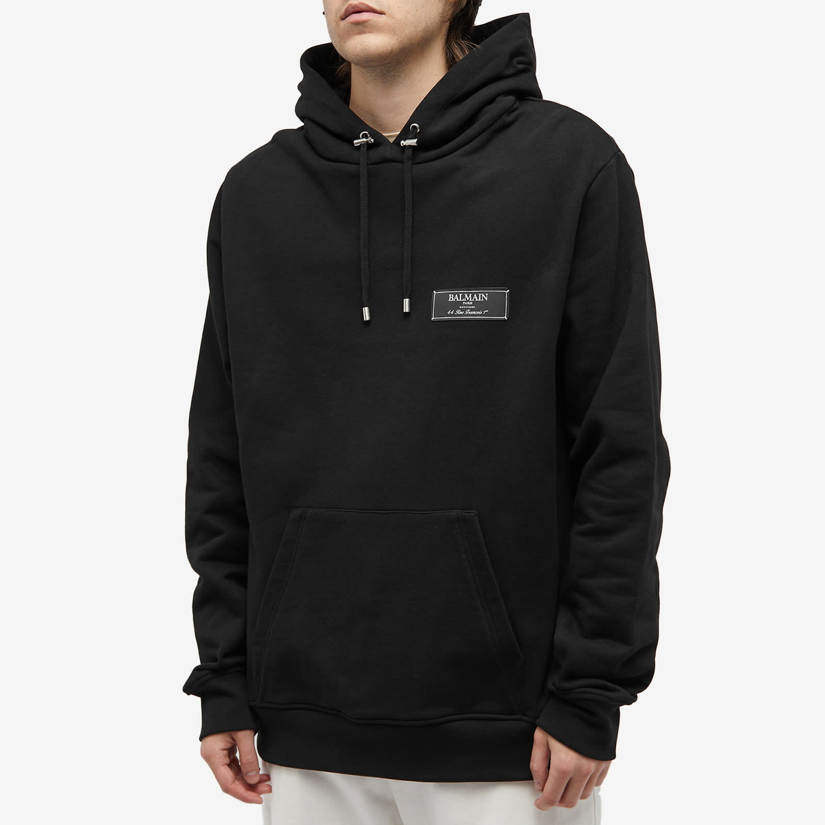 Balmain Men's Label Hoodie in Black Balmain