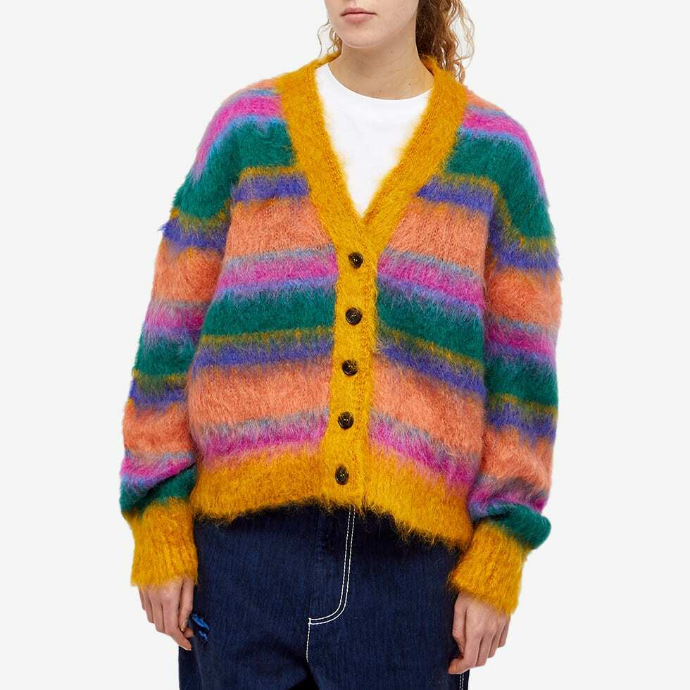 Marni Women's Knit stripe mohair cardigan in Multicolor Marni