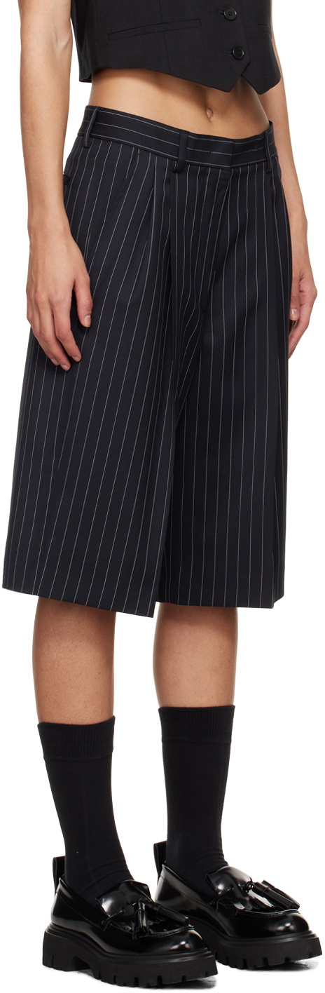 MSGM Navy Pinstripe Shorts MSGM
