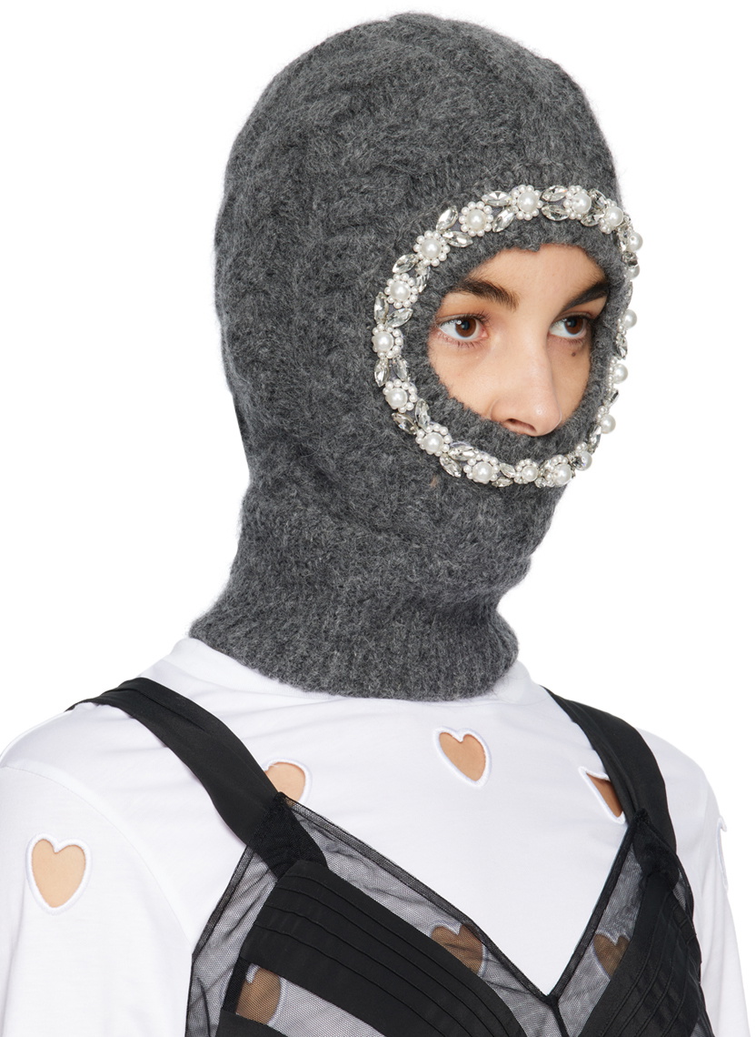 Simone Rocha Gray Beaded Balaclava Simone Rocha
