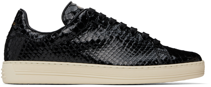 TOM FORD Black Stamped Python Warwick Sneakers TOM FORD