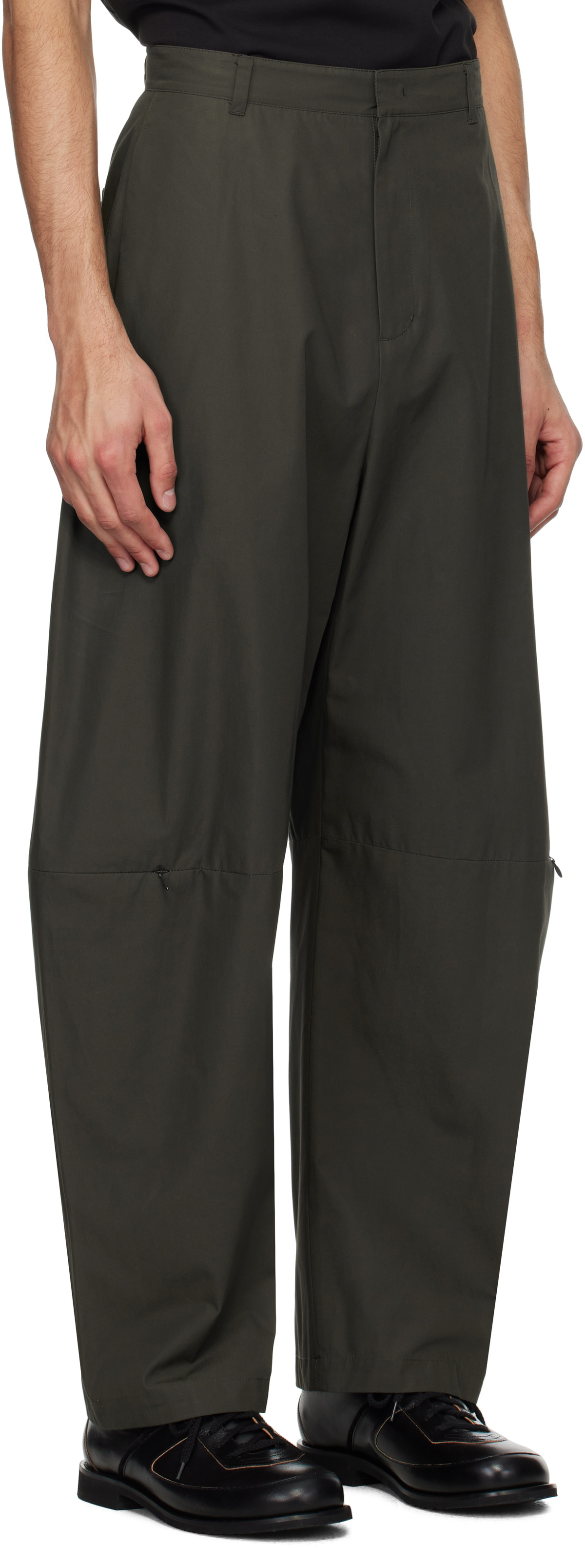 AMOMENTO Brown Curved Zip Trousers AMOMENTO